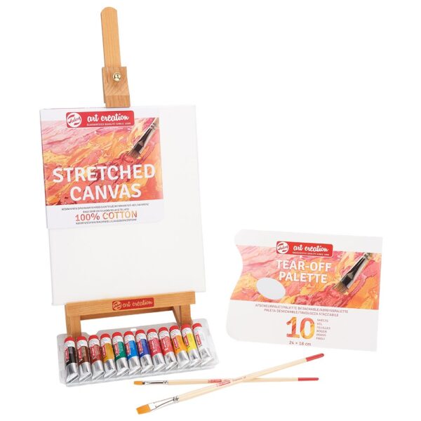 Art Creation Akrylmalingsett - Combi Set m/Staffeli & lerret - Tegne.no